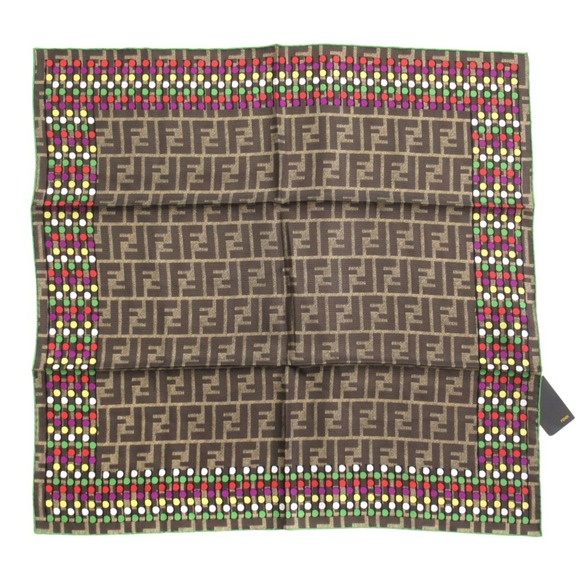 Fendi | Accessories | Fendi Ff Logo Zucca Pattern Silk Scarfmuffler ...